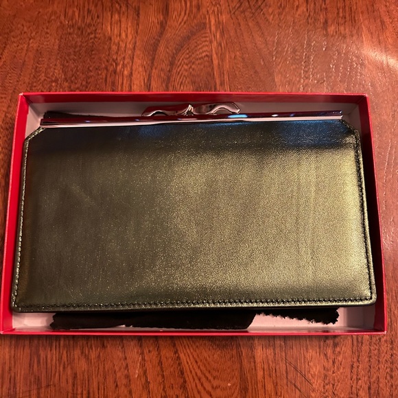 Abas | Bags | Abas Metallic Green Leather Clutch Wallet | Poshmark